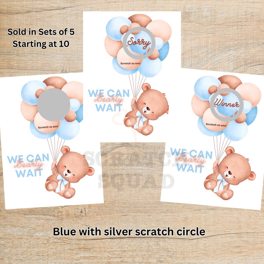 We Can Bearly Wait Scratch off Card Game - Teddy Bear Theme - Baby ...