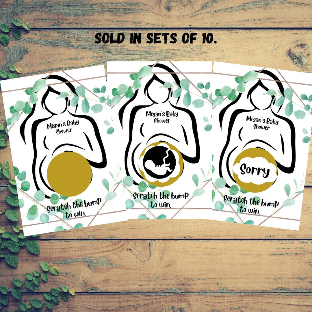 Minimalist Greenery Scratch the Bump Cards - Baby Shower Games ...