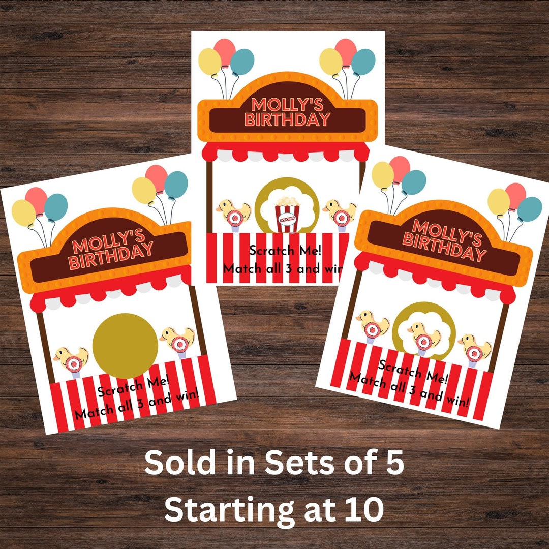Carnival Birthday Scratch off Card Game -fair Games - Party Games ...