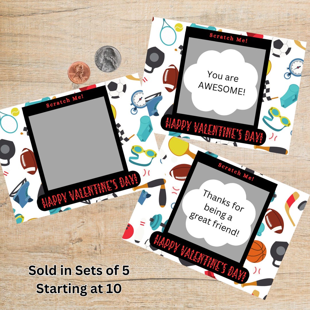 Sports Valentine Scratch off Cards – Classroom Gifts, Personalized ...