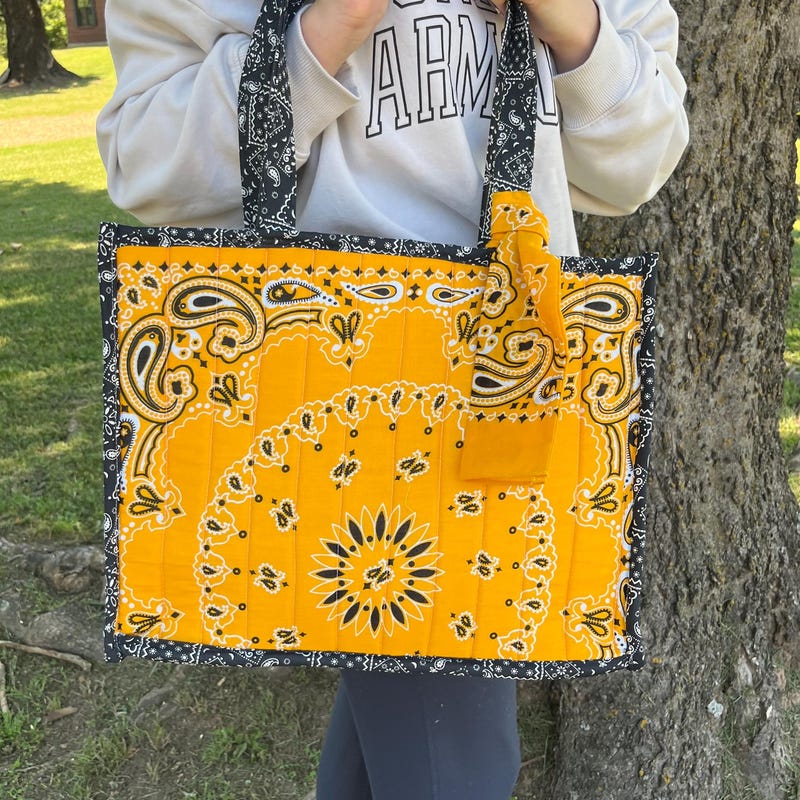 Quilted Bandana Tote Pink - Etsy