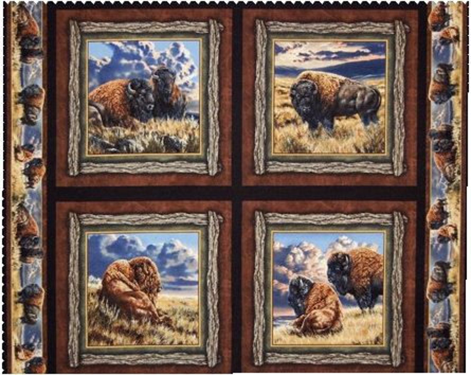 Bison Buffalo Fabric Pillow Panel, Quilting Cotton, Wildlife, Nature ...