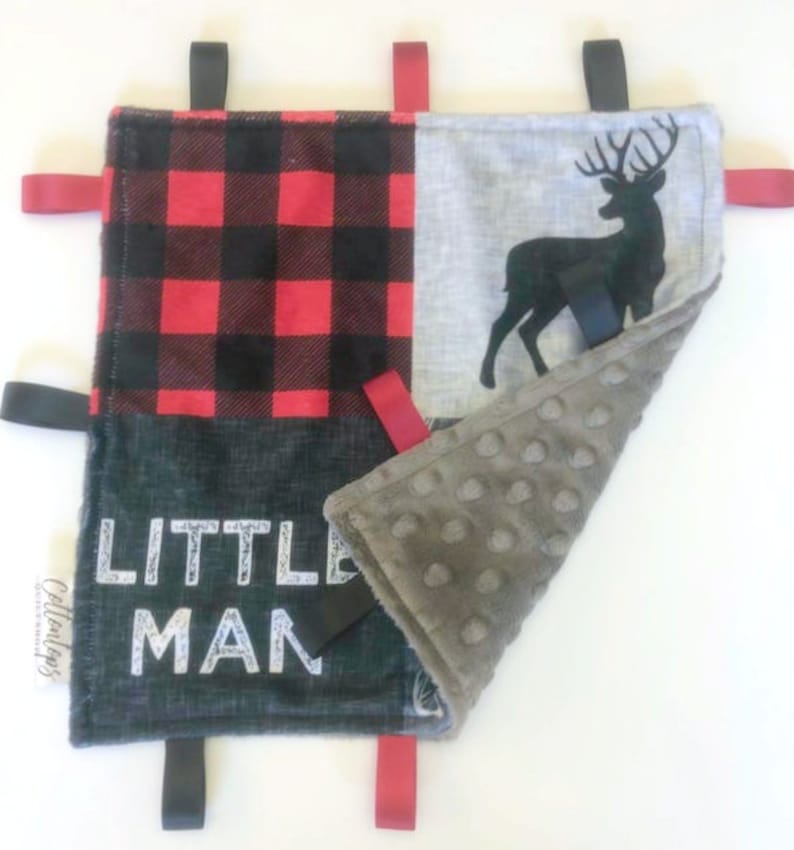 Little Man Tag Blanket Buffalo Plaid Baby Boy Woodland | Etsy