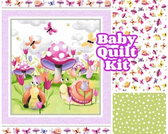 Baby Quilt Kit, Butterfly Quilt Kit, Flowers, Floral Spring, Pink ...