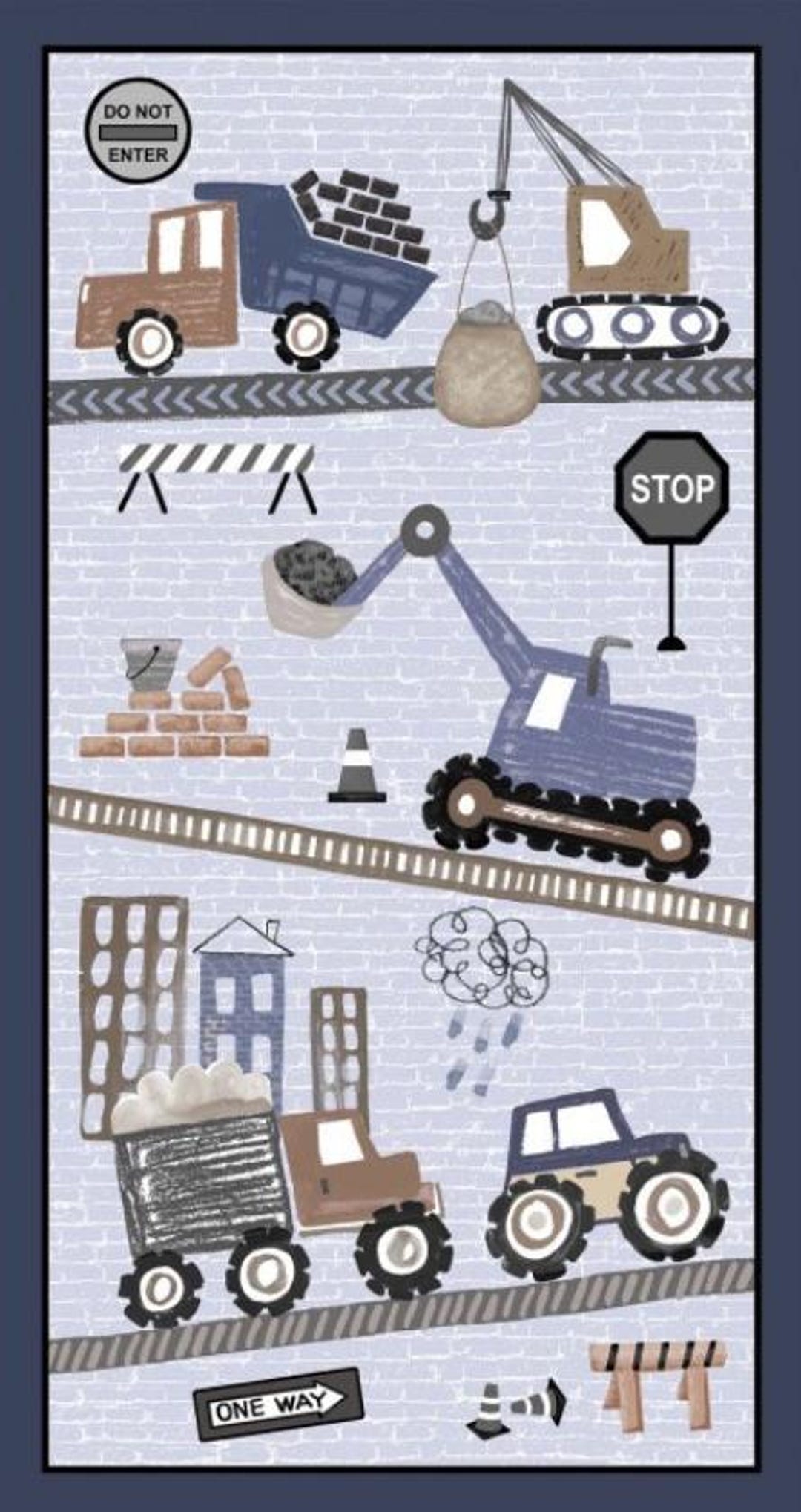 Diggers and Dumpers 24 Inch Panel, Michael Miller, Cotton Quilting ...