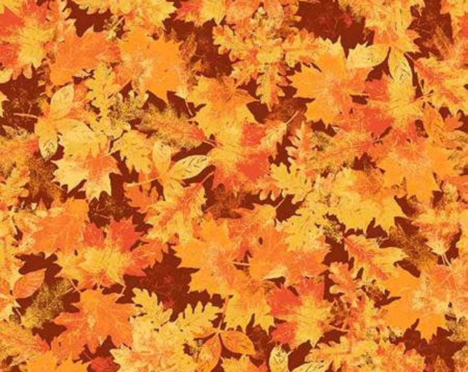 Fall Leaves Fabric Remnant, 24 X 44 In, Harvest Fall Cotton Fabric ...