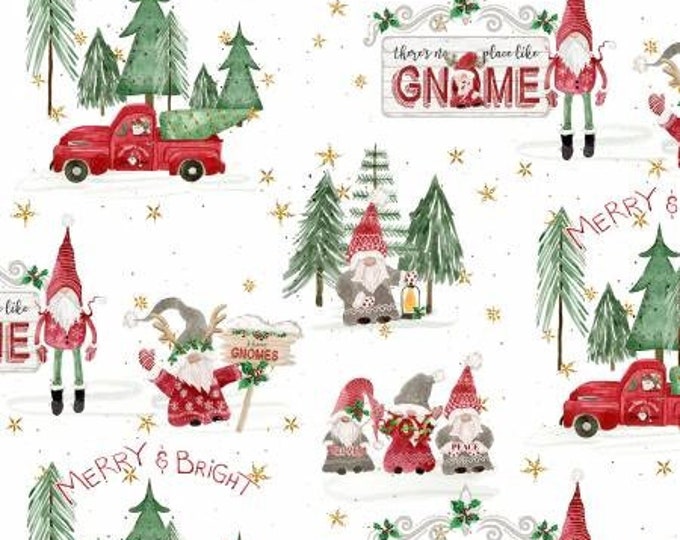 31" End of Bolt Christmas Gnomes Fabric, Cotton Fabric by the Half Yard ...