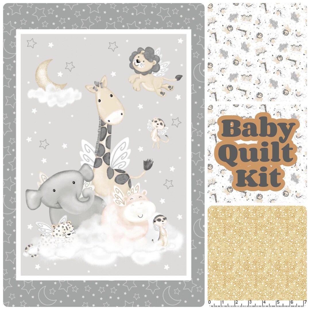 Baby Quilt Kit, Moonlit Dreams, Elephant, Giraffe, Lion, Meerkat ...