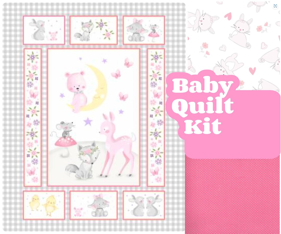 Baby Quilt Kit, Baby Girl Woodland Animals, Fox Elephants Deer, Cute ...