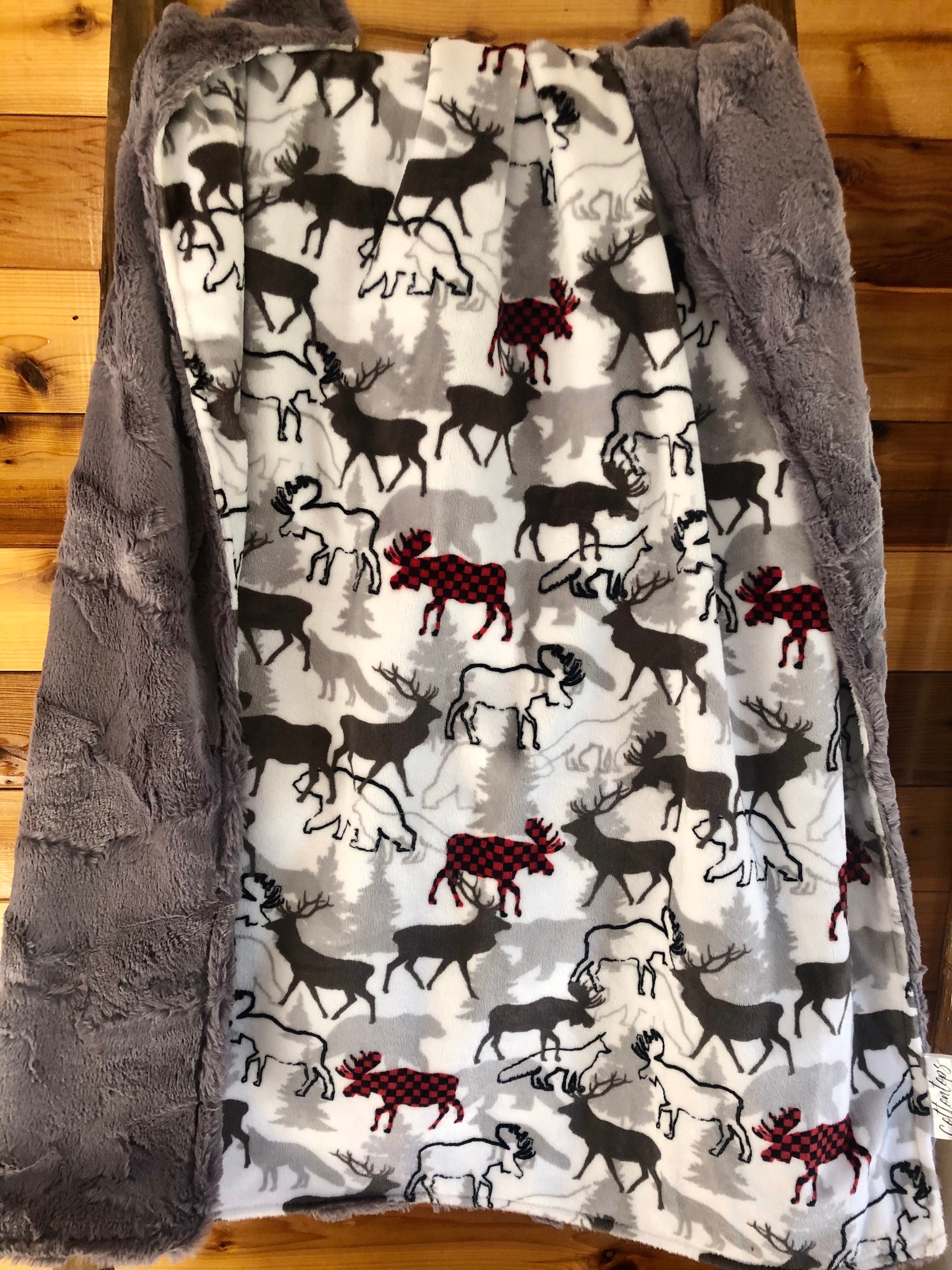 Moose Baby Blanket Woodland animals personalized Minky | Etsy