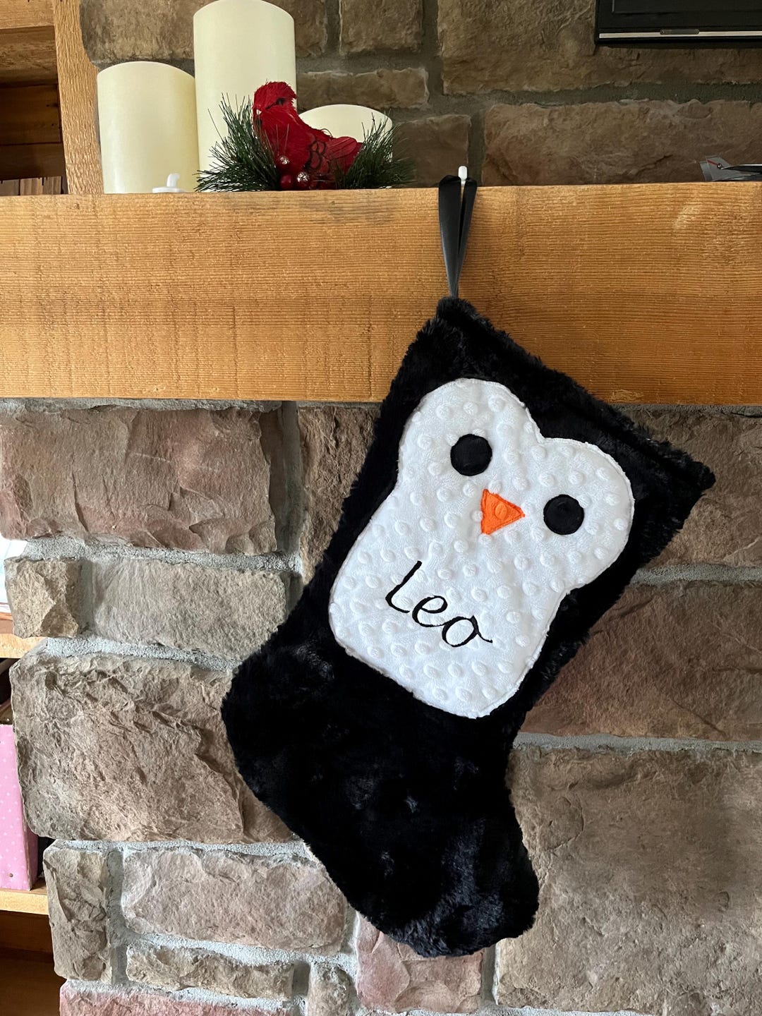 Penguin Christmas Stockings, Animal Face Stocking, Faux Fur Minky, Soft ...