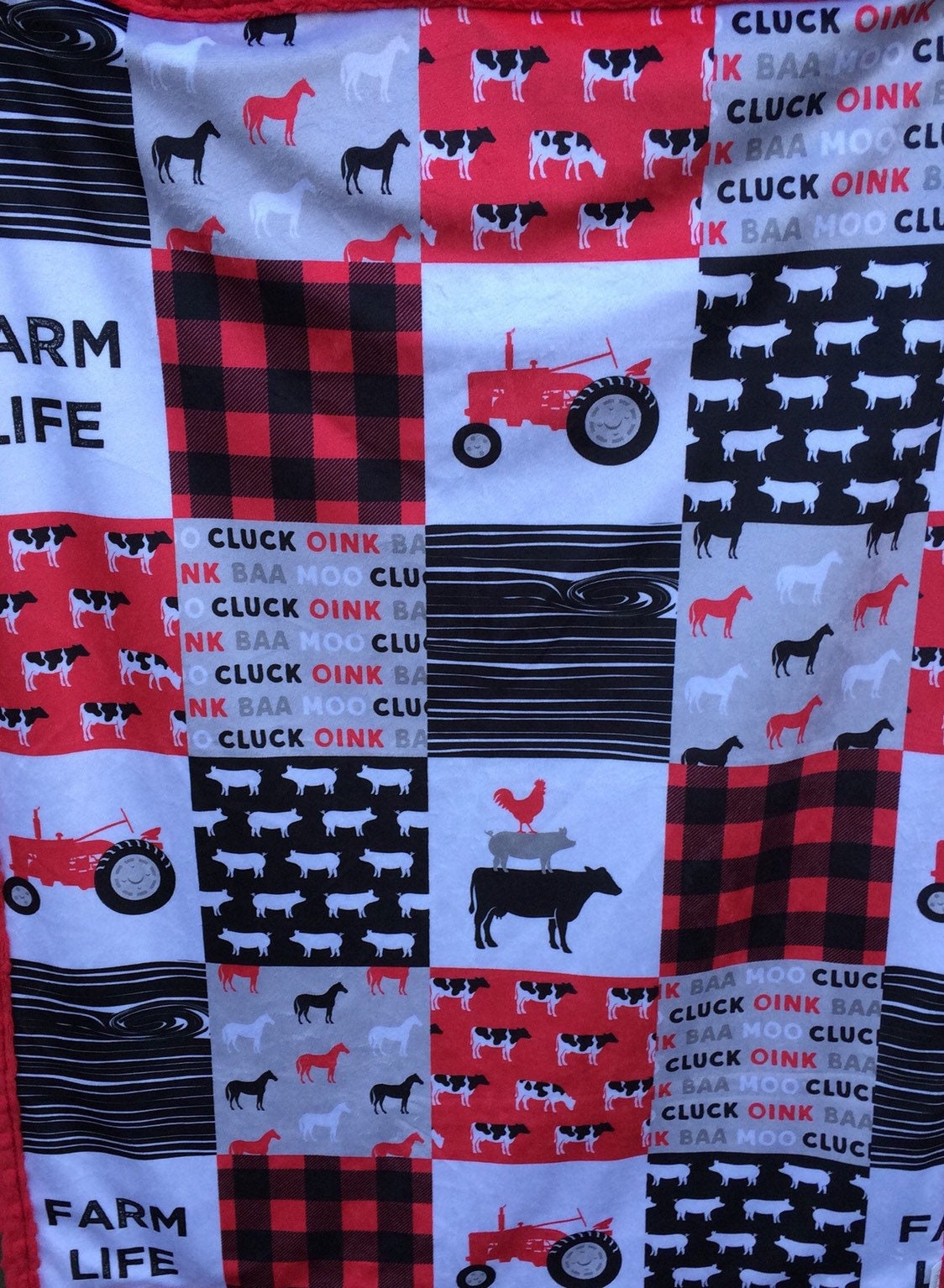 Farm Baby Blanket Red Tractor Farm Animals Farm Life - Etsy