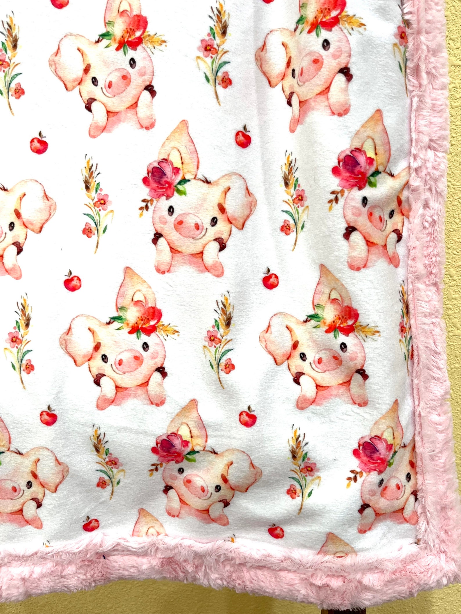 Piglet Baby Girl Blanket, Pigs Piggies, Cute Farm Animals, Floral ...
