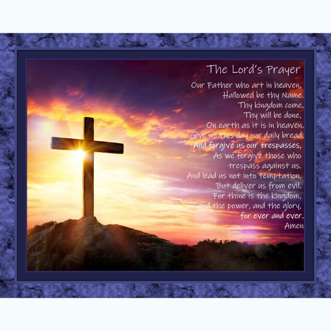 The Lords Prayer, Cotton Fabric Panel, Christian Cross, Religious ...