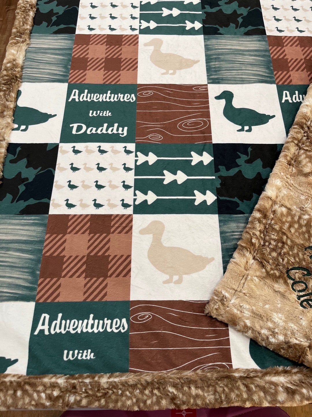 Duck Hunting Blanket, Baby Camo, Personalized Baby Boy, Green Brown Tan ...