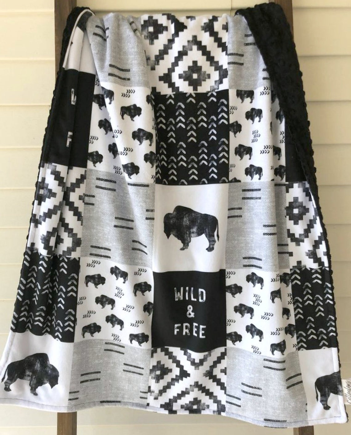 Buffalo baby blanket personalized southwestern tribal | Etsy