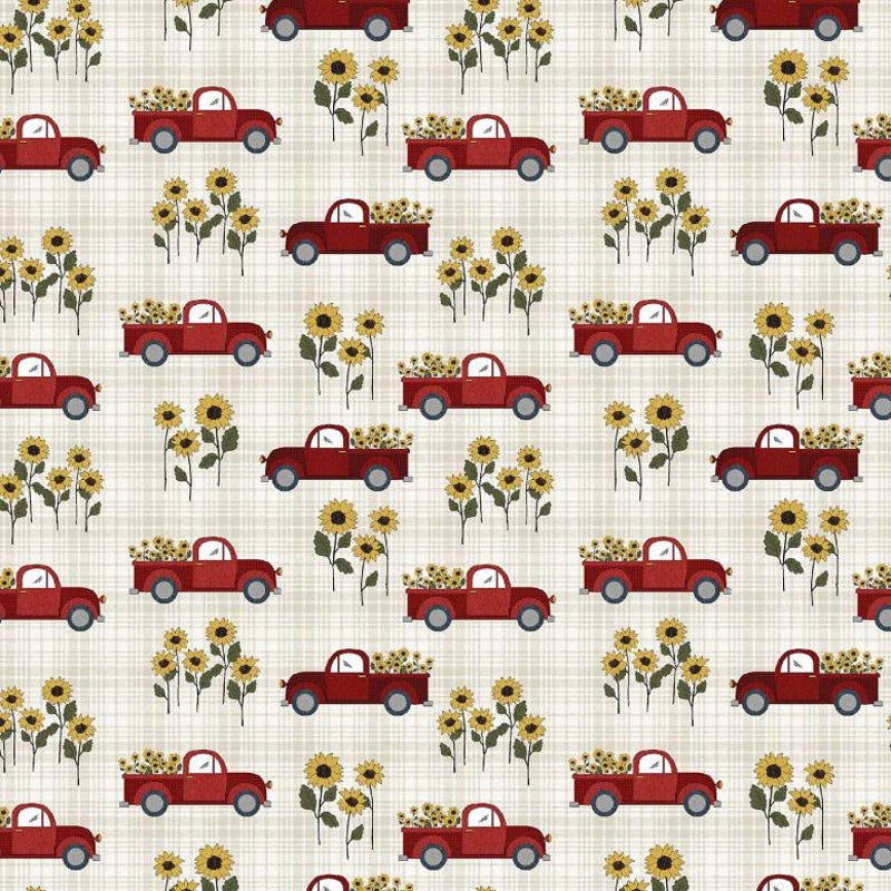 Sunflower Fabric on Red - Etsy