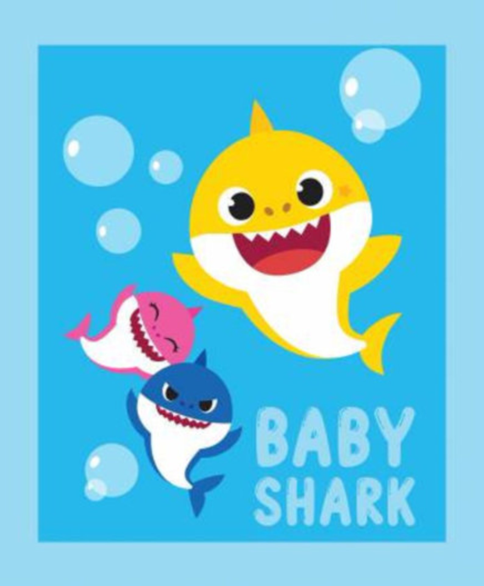 Baby Shark Panel, 36 Inch Panel, Quilting Cotton, Baby Shark Family ...