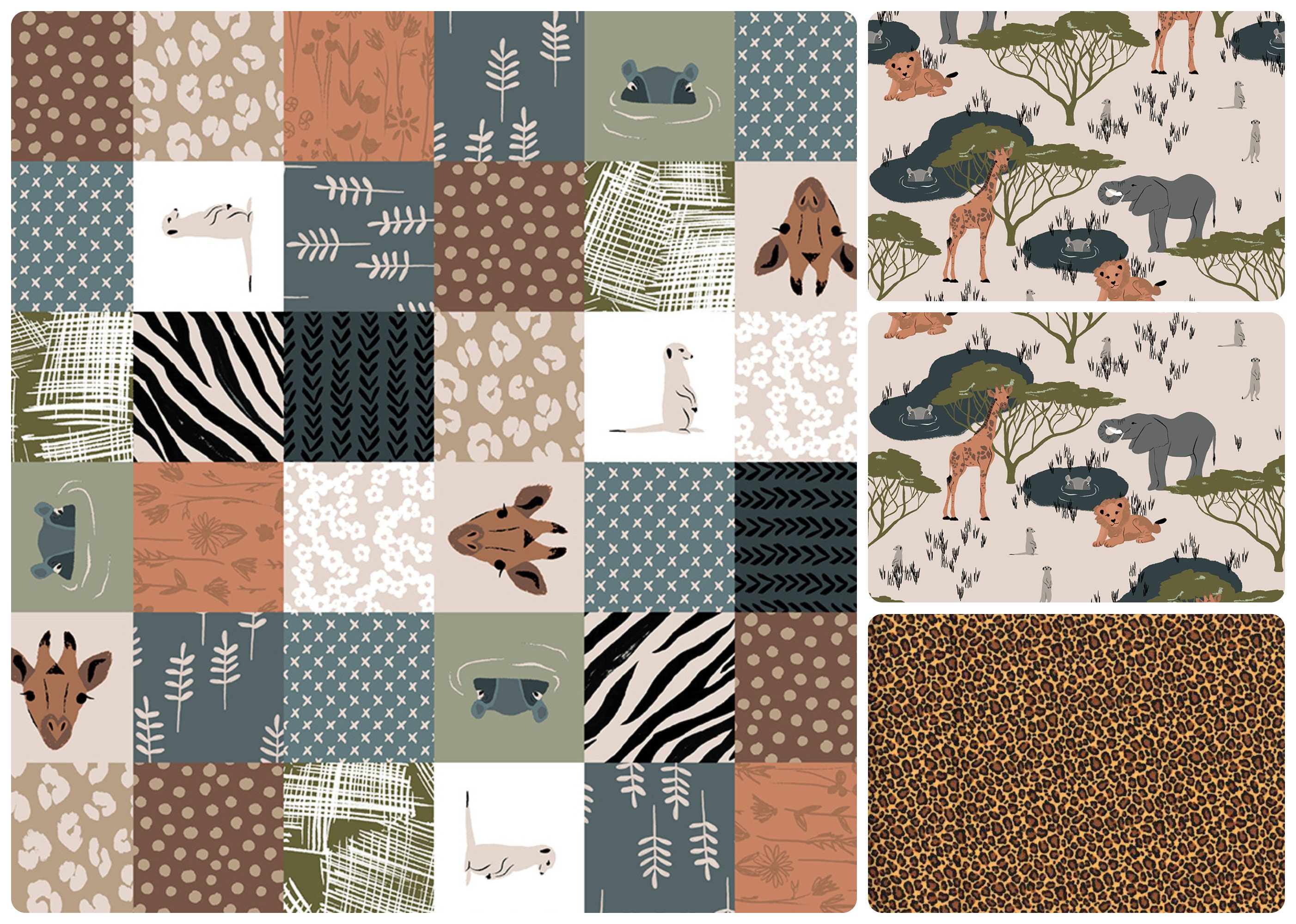 Baby Quilt Kit, Jungle Animals, Safari, Elephant Lion, Zebra Giraffe ...