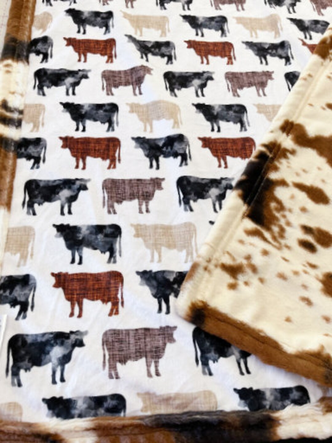 Cows Baby Blanket, Cattle Ranch, Rustic Brown, Black White Rust ...