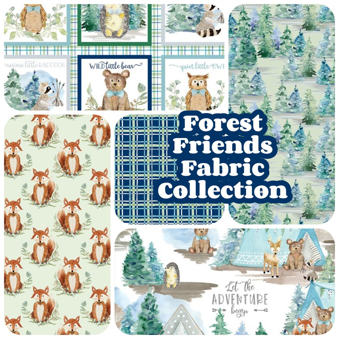 Forest Friends Fabric by the Yard, Half Yard, 3 Wishes Quilting Cotton ...
