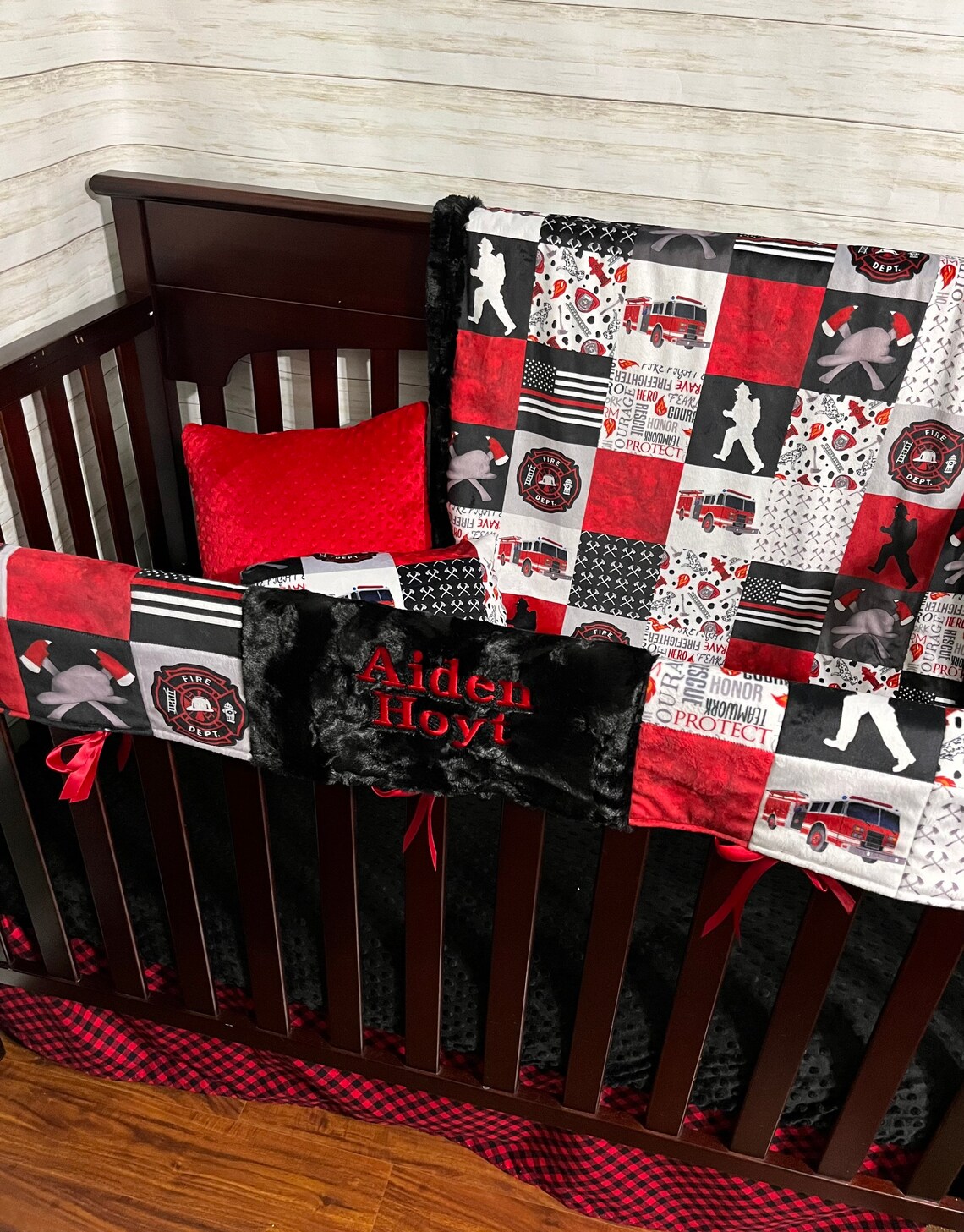 Firefighter Baby Crib Set Fireman Fire Truck Boy Bedding | Etsy