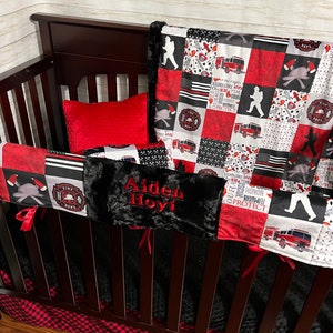 Firefighter Baby Crib Set, Fireman, Fire Truck, Boy Bedding ...