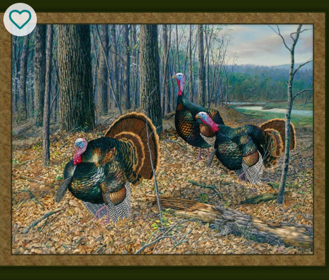 Turkeys Fabric Panel, Turkey Quilting Cotton, Fall Autumn Thanksgiving ...