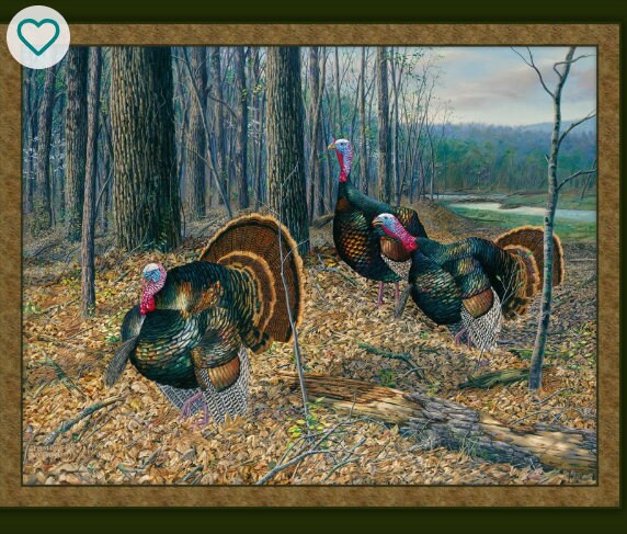 Turkeys Fabric Panel, Turkey Quilting Cotton, Fall Autumn Thanksgiving ...