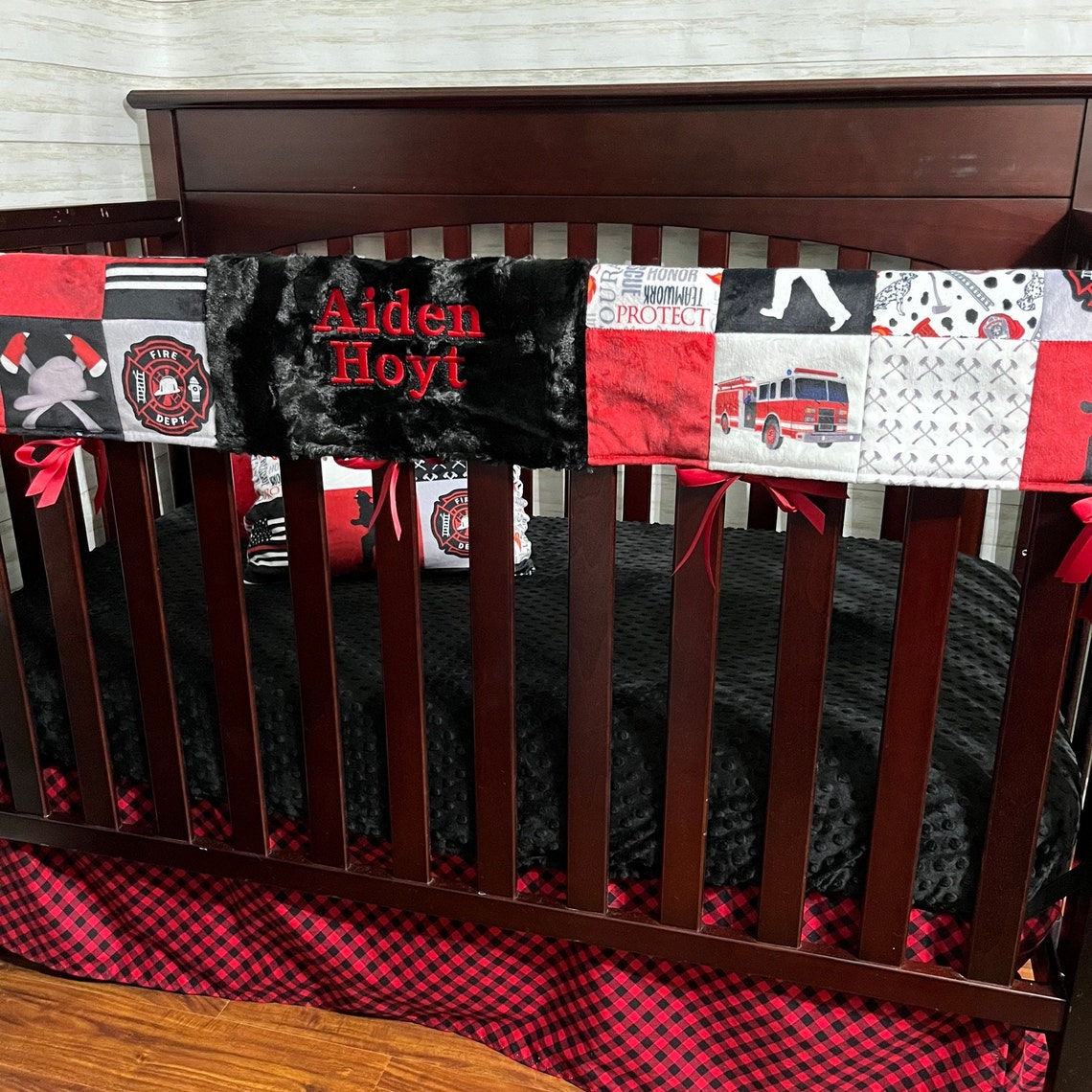 Firefighter Baby Crib Set Fireman Fire Truck Boy Bedding - Etsy