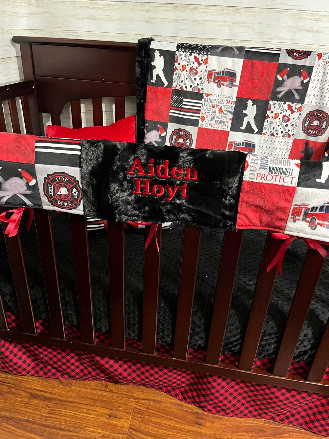 Firefighter Baby Crib Set, Fireman, Fire Truck, Boy Bedding ...
