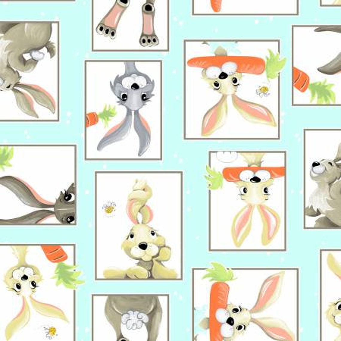 Bunny Baby Quilt Kit, Baby Quilt Kit, Bunny Rabbits Carrots, Easter ...