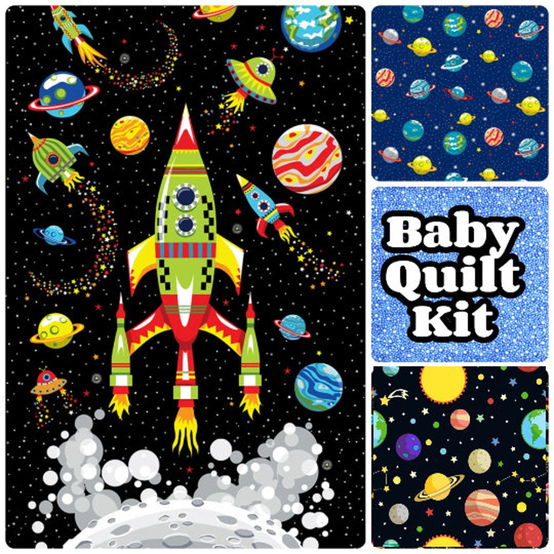 Baby Quilt Kit,space Rockets Stars Sun Space Travel, Baby Boy Quilt Kit ...