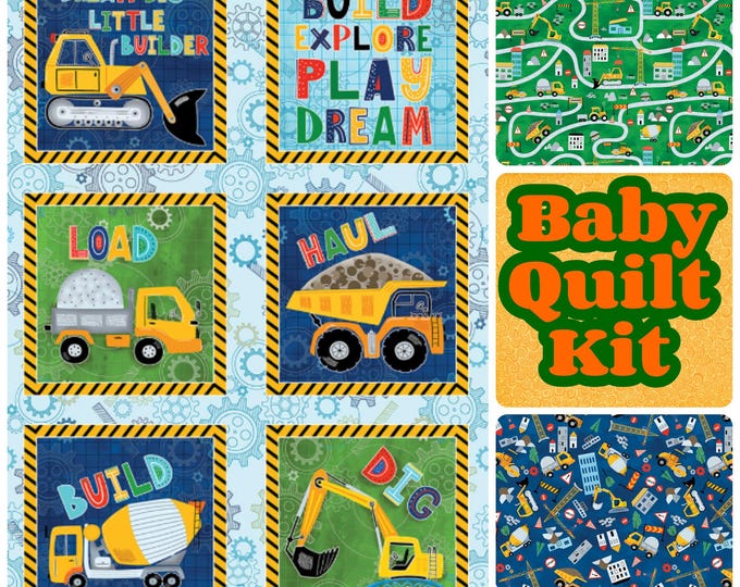Baby Quilt Kit, Baby Boy, Dump Truck, Construction Tractor, Work Zone ...