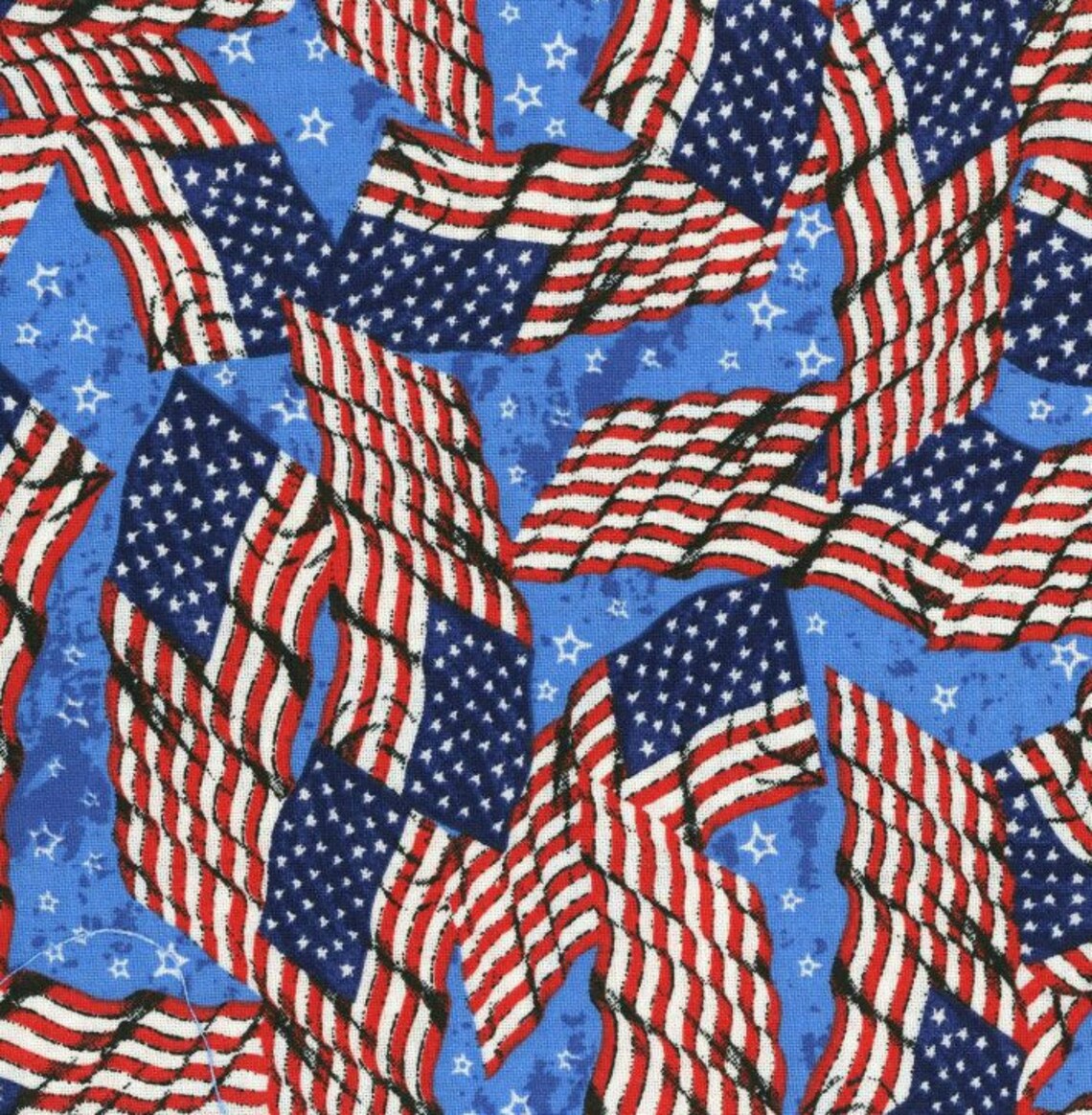 Patriotic Cotton Fabric By The Yard Usa Flag Stars And Etsy