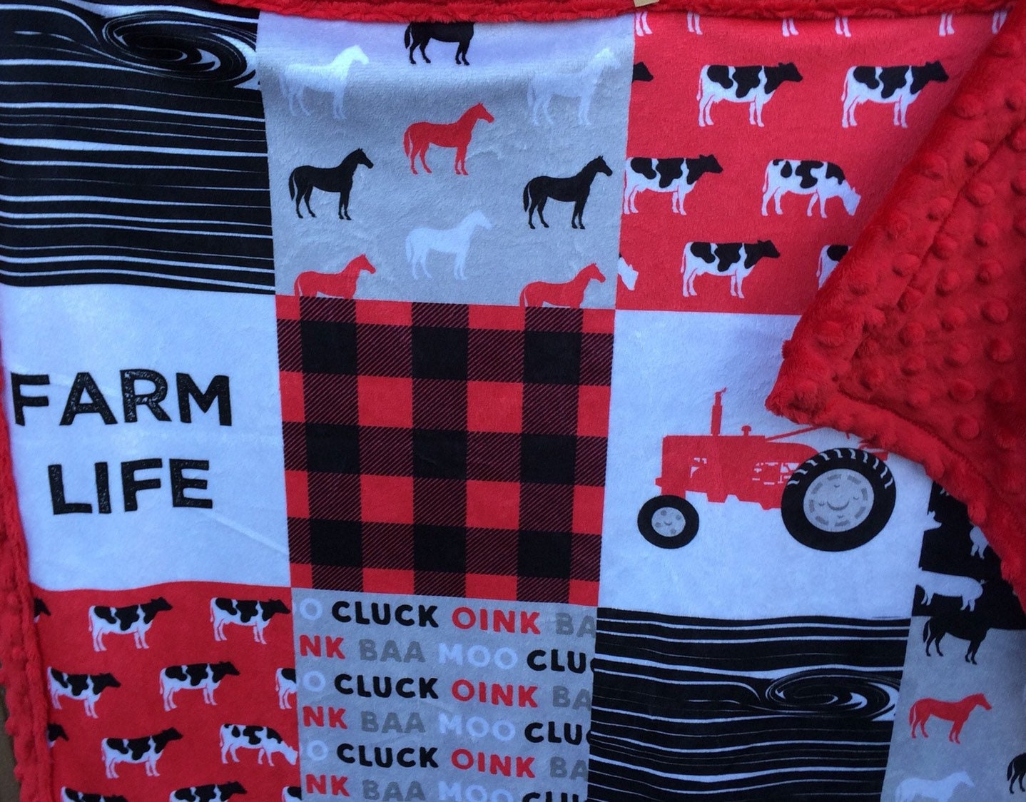 Farm Baby Blanket Red Tractor Farm Animals Farm Life - Etsy