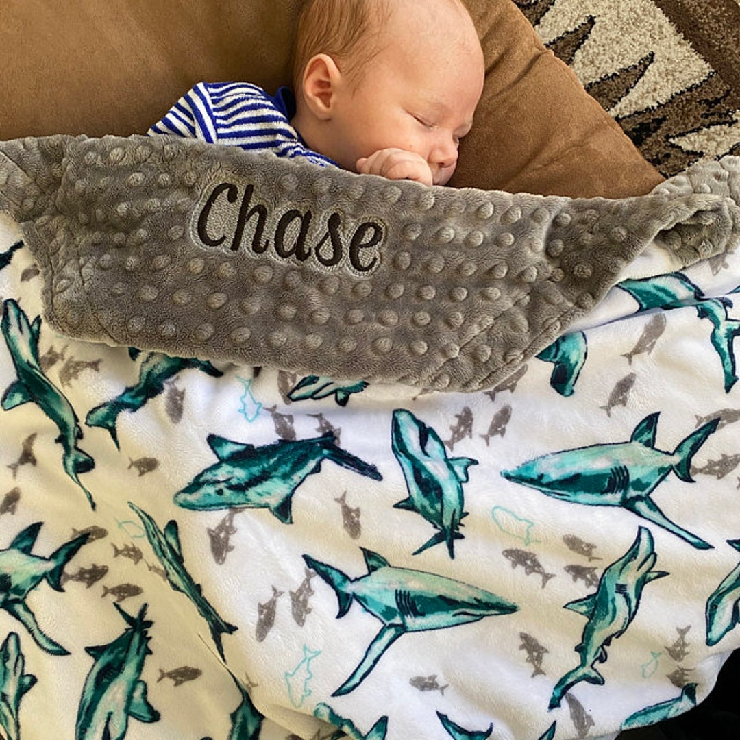 Shark Minky Blanket, Adult Minky Blanket, Baby Boy, Gift for Teen Boy ...