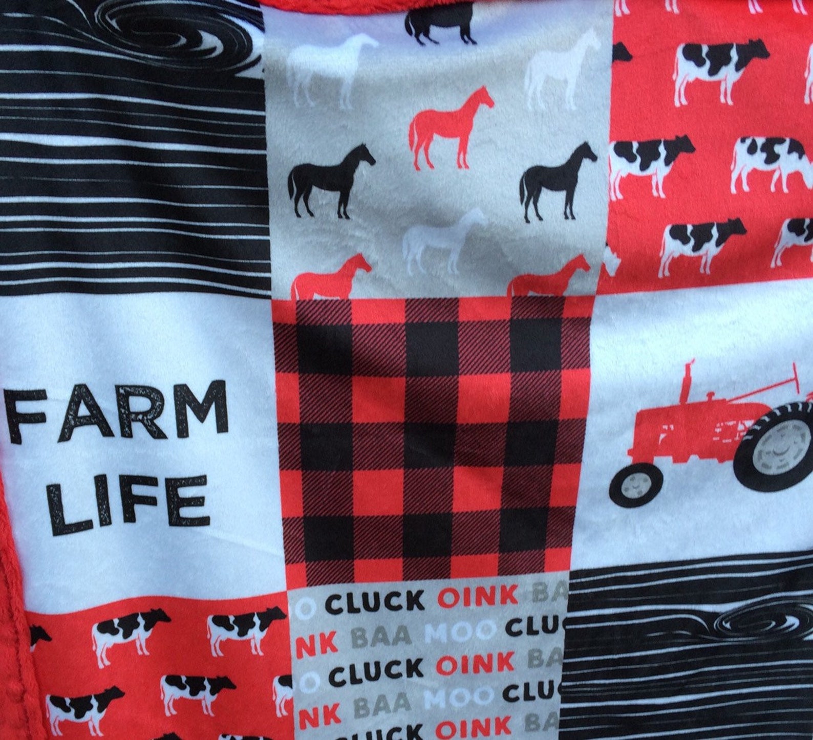 Farm Baby Blanket Red Tractor Farm Animals Farm Life - Etsy