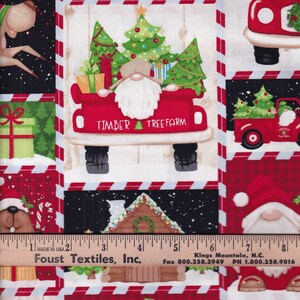 Christmas Gnomes Fabric, Cotton Fabric by the Half Yard or Yard, Timber ...