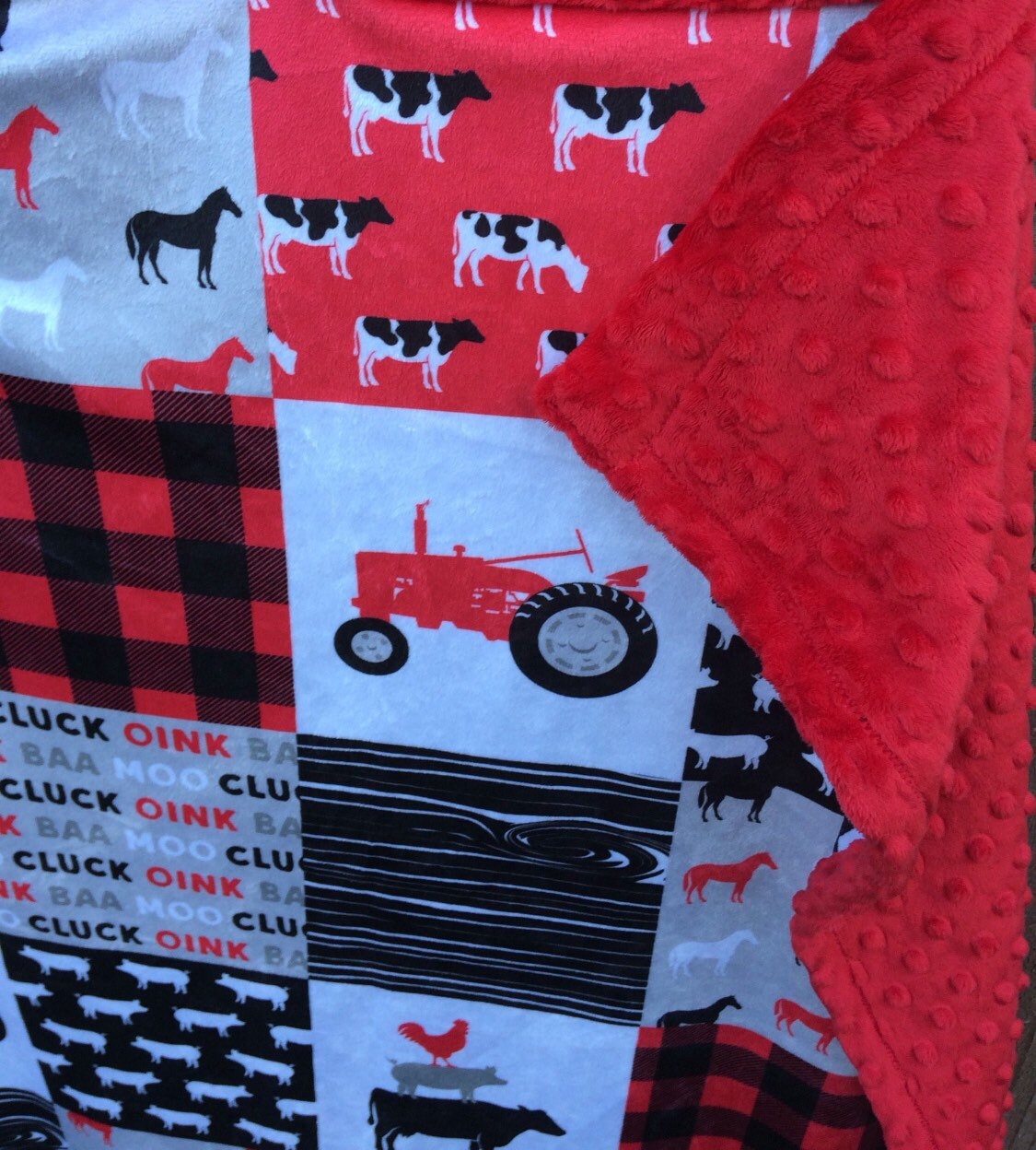 Farm Baby Blanket Red Tractor Farm Animals Farm Life - Etsy