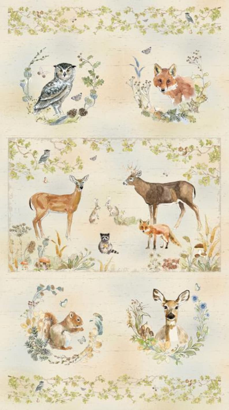 Wildwood Baby Quilt Kit, Woodland Animals, Deer Owl Raccoon Rabbit ...