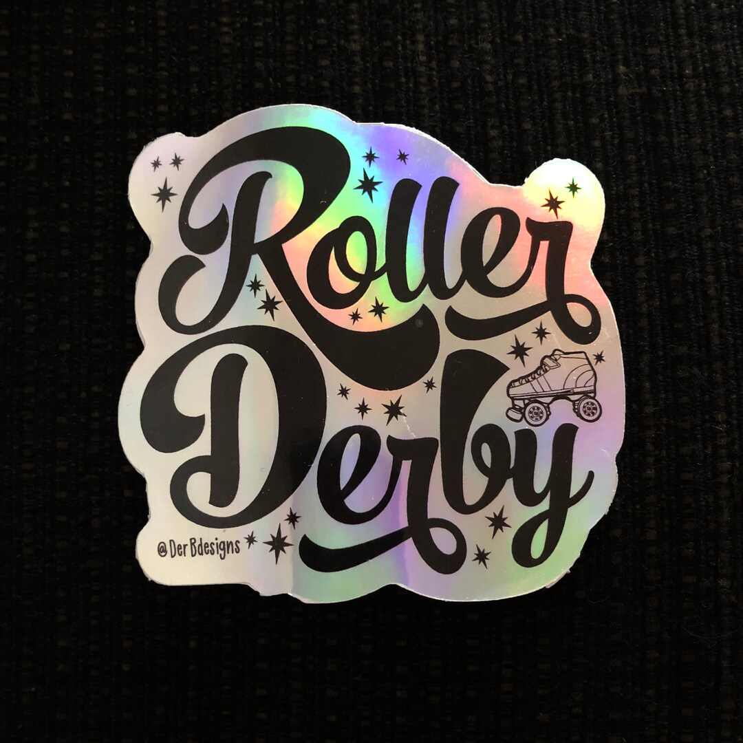 Retro Roller Derby Hand Lettering Rainbow Holographic Sticker - Etsy