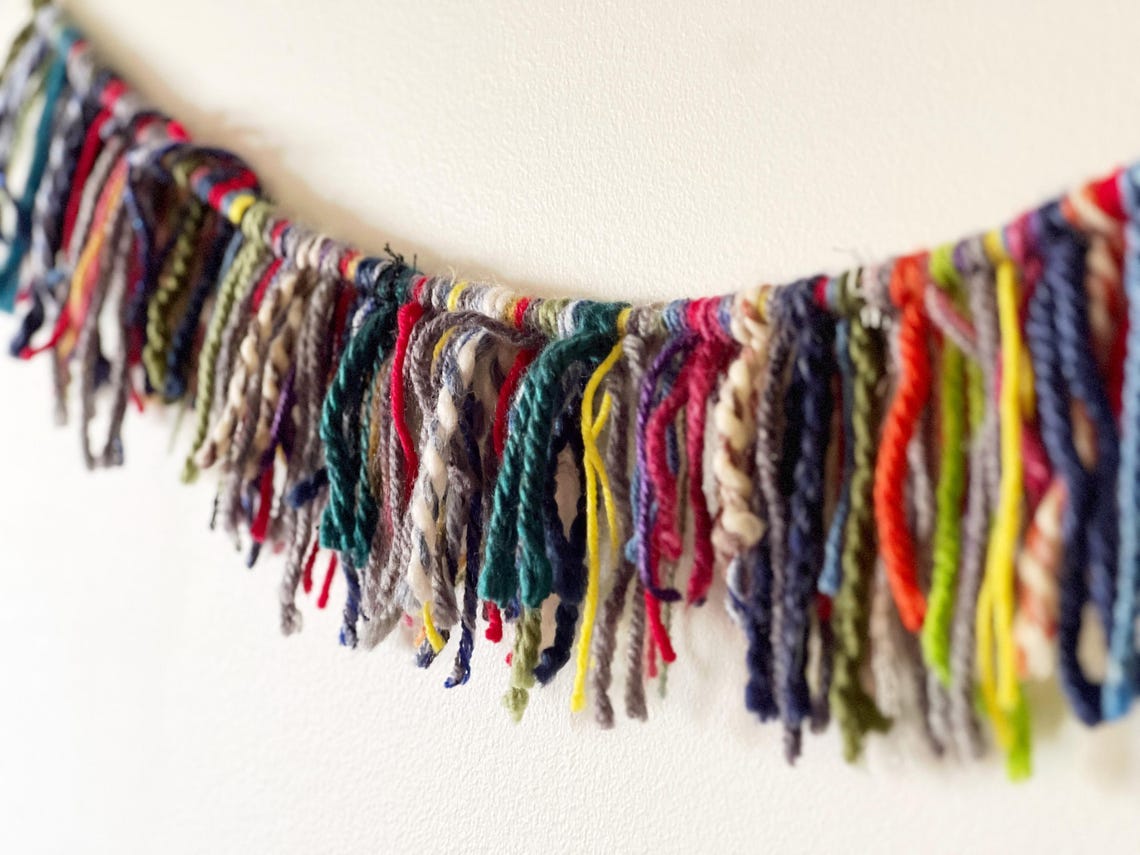 Yarn Scrap Banner | Boho Wall Decor | Recycled Art | Eco Friendly ...