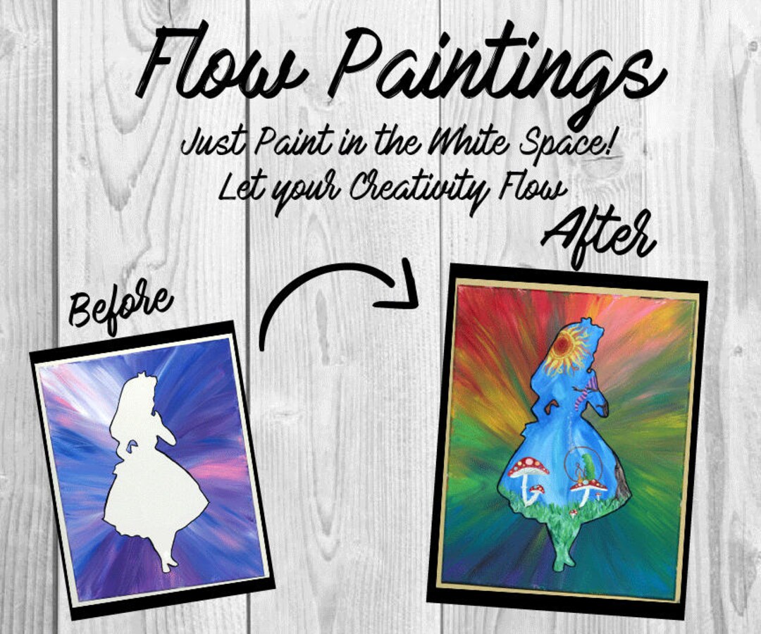 Alice in Wonderland Flow Painting- DIY Canvas Coloring Page! for ...