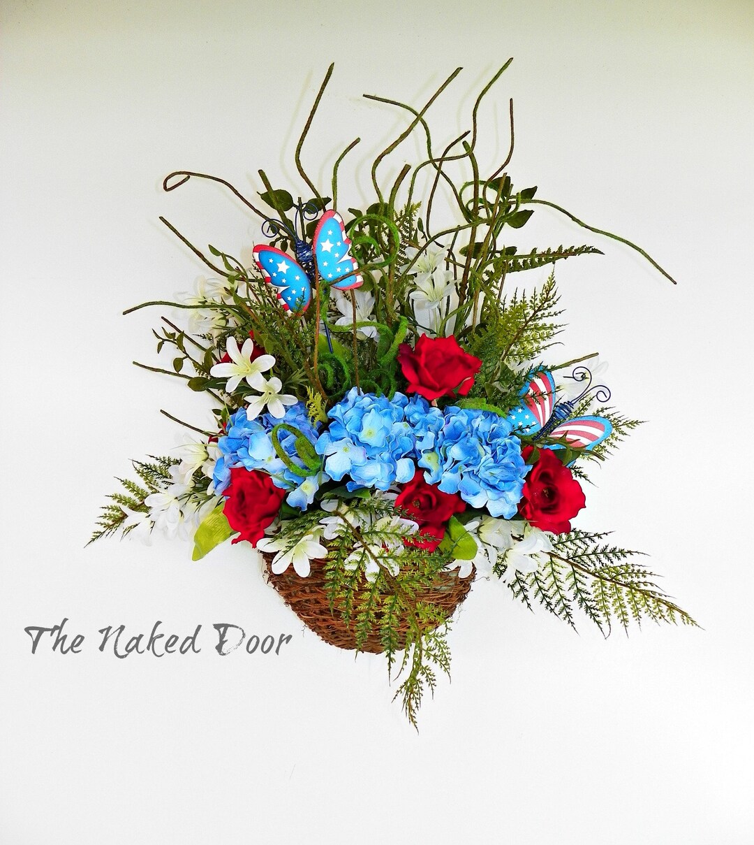 Grapevine Wall Basket - Patriotic Everyday Decor - Americana Farmhouse ...