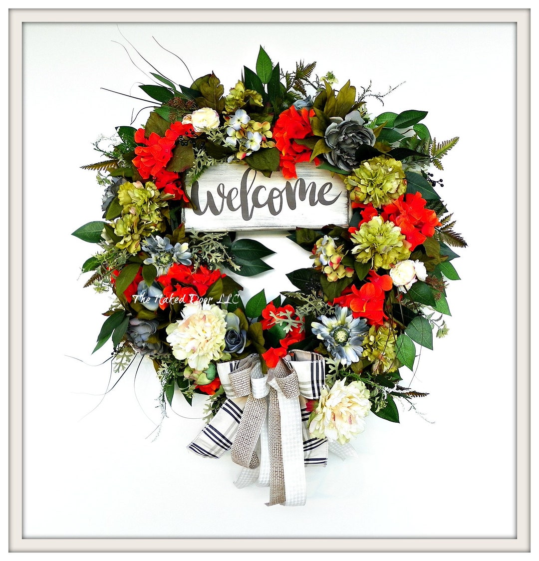 Everyday Wreath - Welcome Wreath- Welcome Floral Wreath - Welcome Front ...