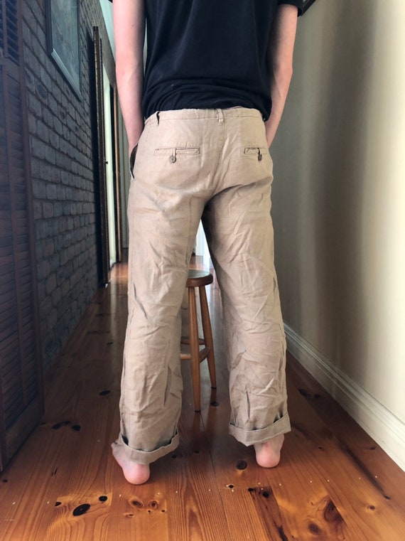 Handmade Linen Pants / Dark Beige Trousers / Boho Hip… - Gem