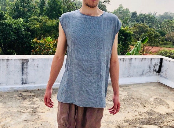 Handmade Ripped Sleeve Tank Top // Organic Cotton & Linen / | Etsy UK