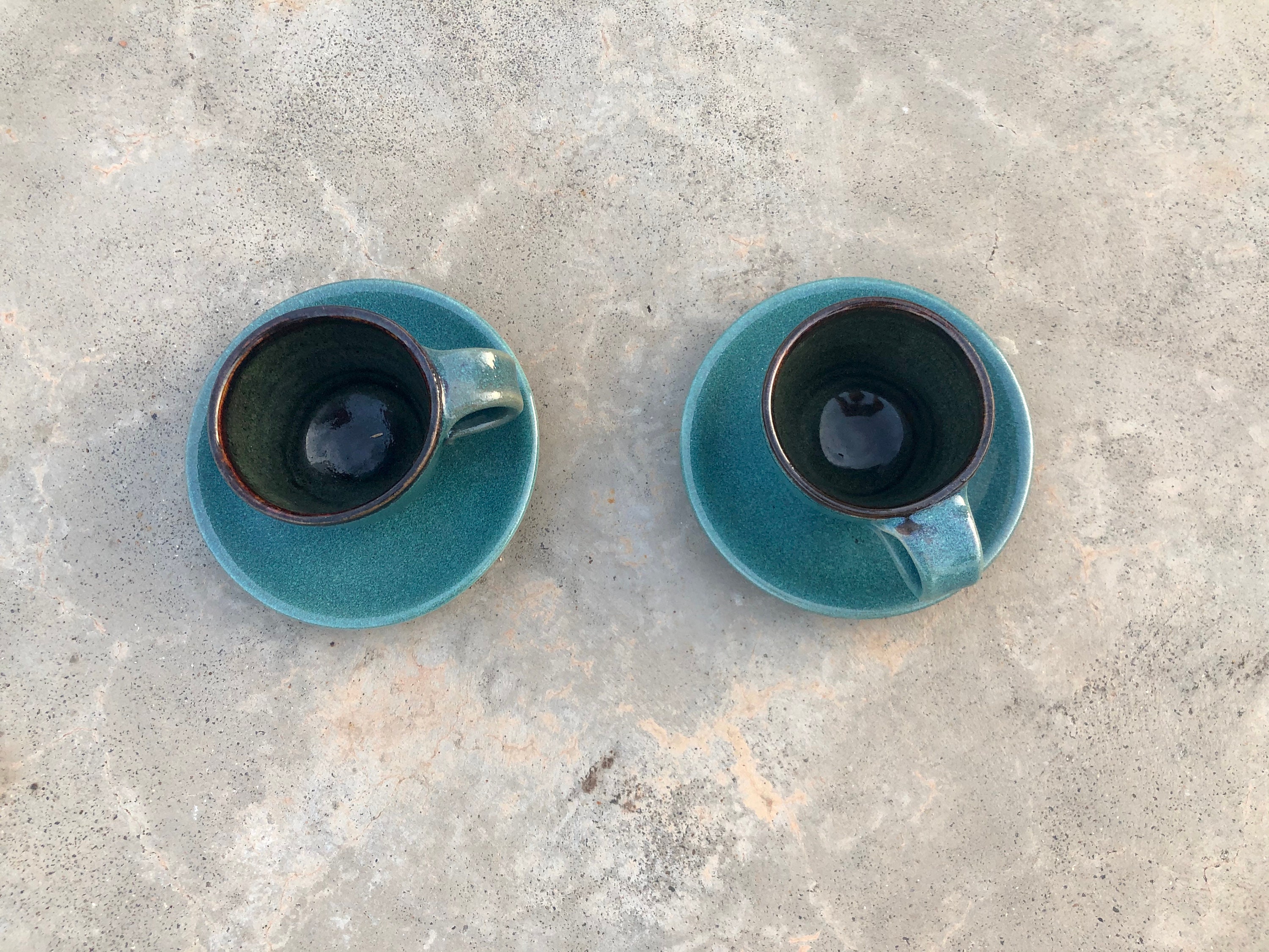 Buy Handmade Ceramic Cups / Long Black Cups and Plate Set / Turquoise ...