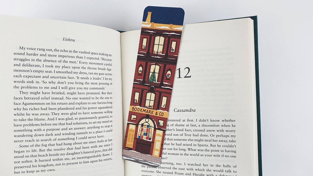 Christmas Bookshop Illustrated Bookmark - Etsy UK